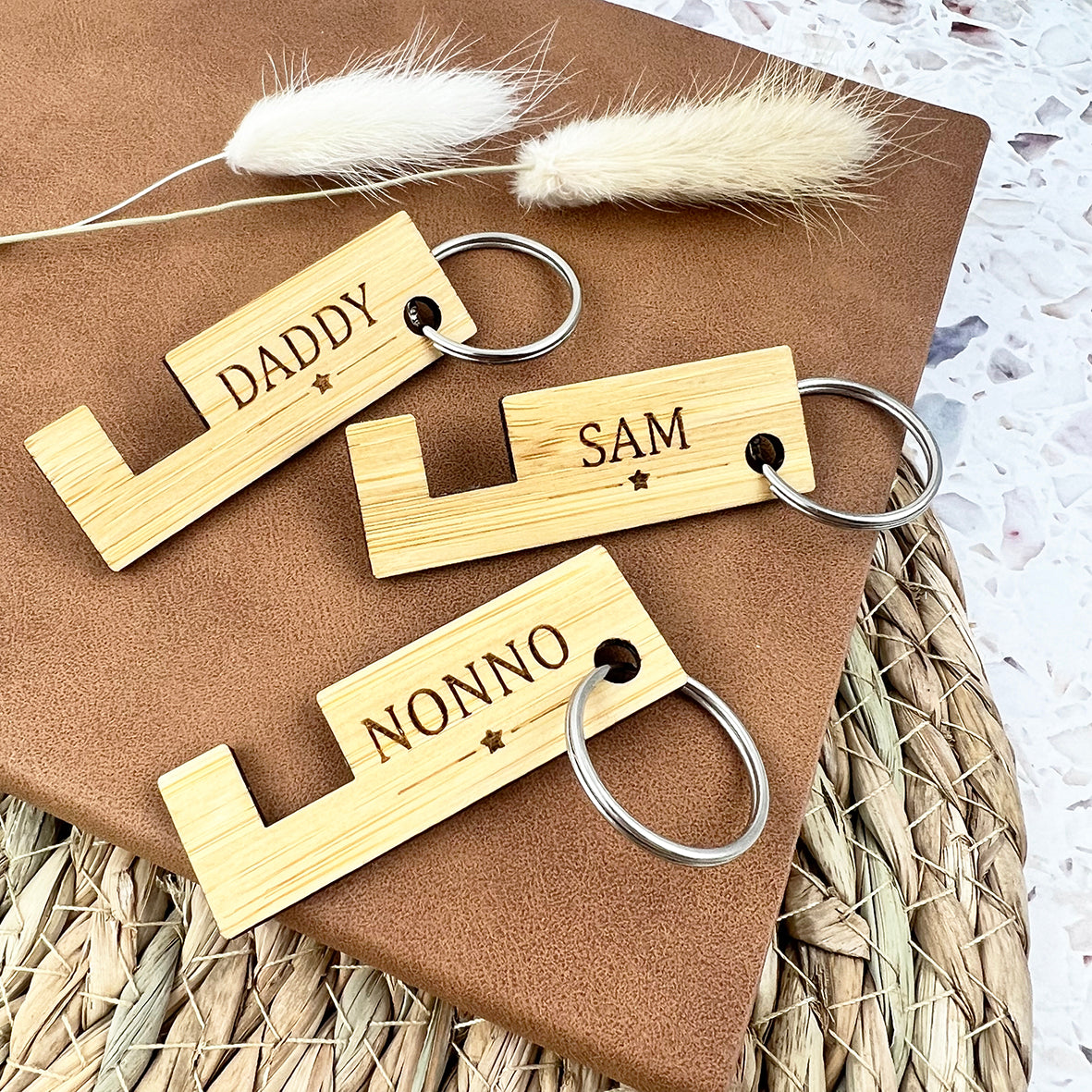 Personalised Bamboo Mobile Phone Holder Keyring – Colour and Spice Pty Ltd