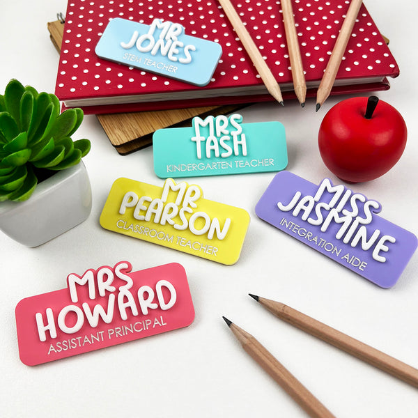 Personalised 3D Acrylic Name Badge (5 colours) - Colour and Spice Pty Ltd