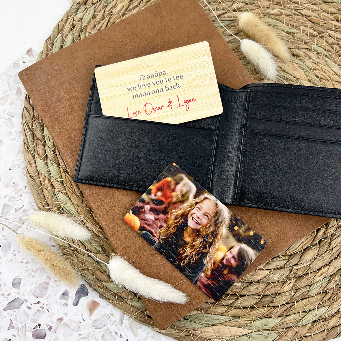 Double Sided Personalised Bamboo Wallet Photo Card – Colour and Spice ...