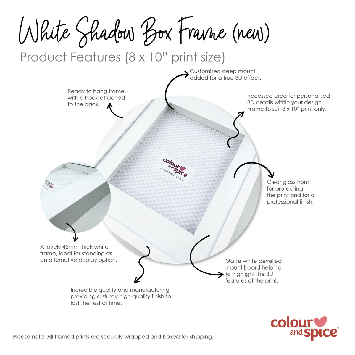 White Shadow Box Frame Only – Colour and Spice Pty Ltd