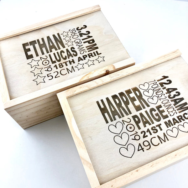 Personalised Birth Details Keepsake Box - Girls - Colour and Spice Pty Ltd