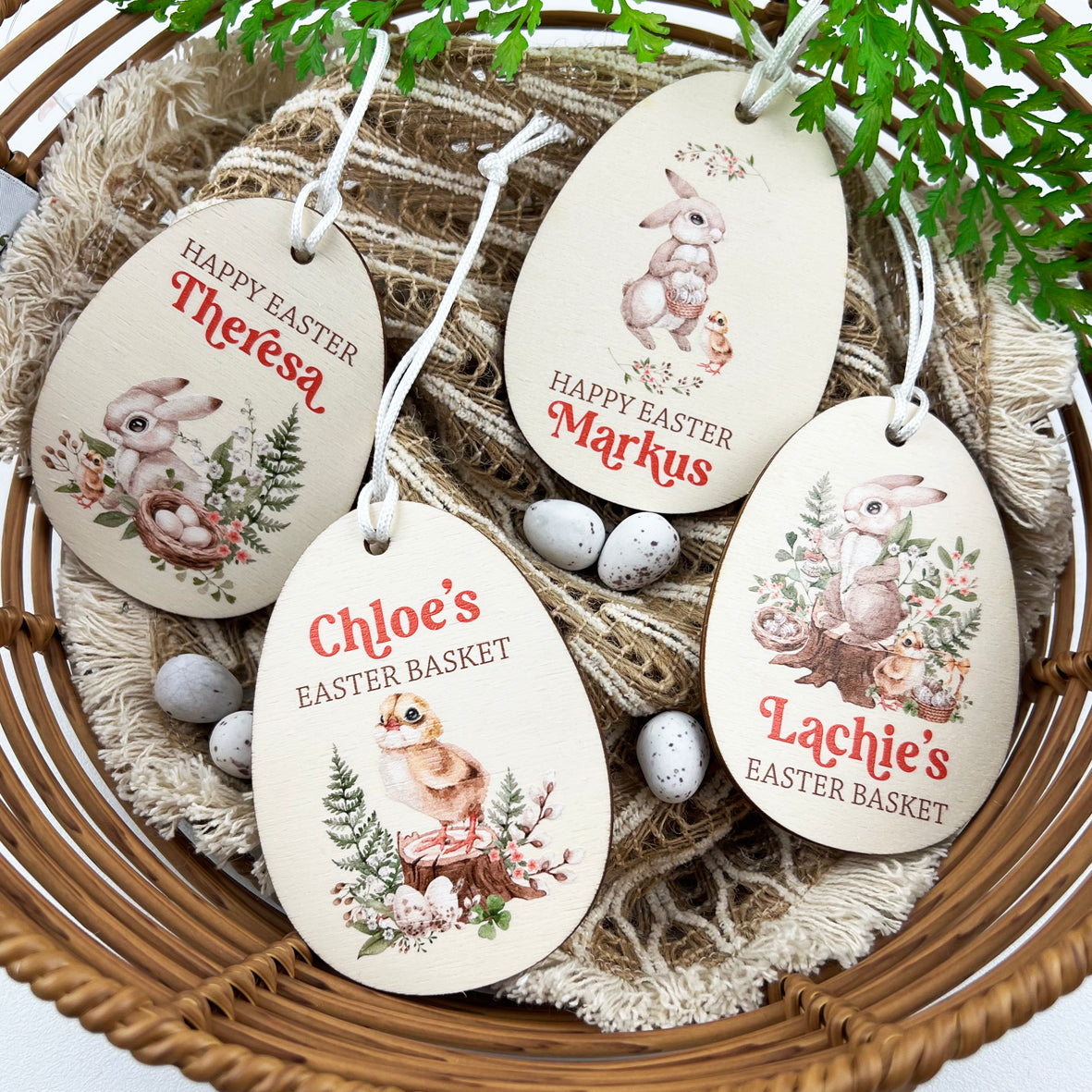 Personalised Woodlands Easter Name Tags (4 designs) – Colour and Spice ...