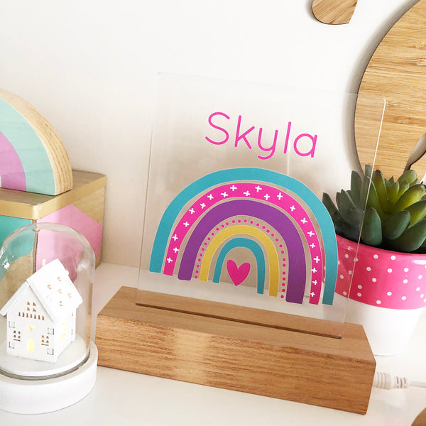 Girls Rainbow Personalised Night Light - Colour and Spice Pty Ltd